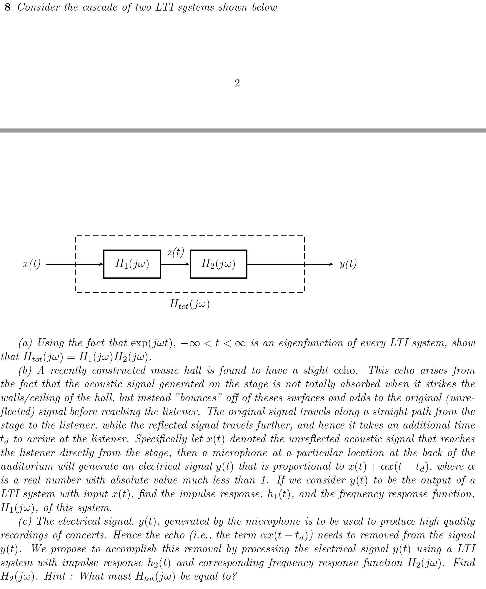 Solved Consider the cascade of two LTI systems shown below | Chegg.com