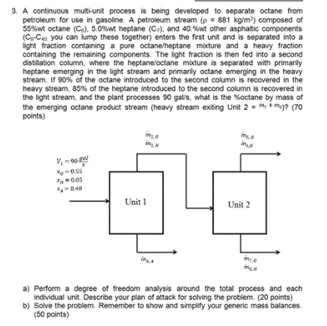 Solved A continuous multi-unit process is being developed to | Chegg.com