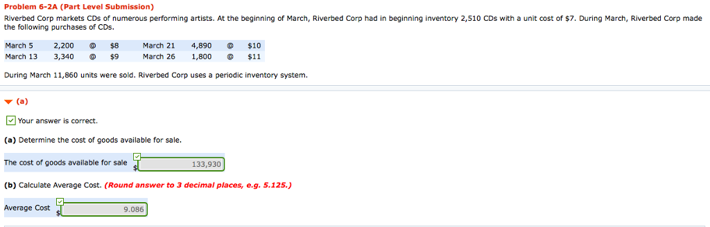 Solved Problem 6-2A (Part Level Submission) Riverbed Corp | Chegg.com