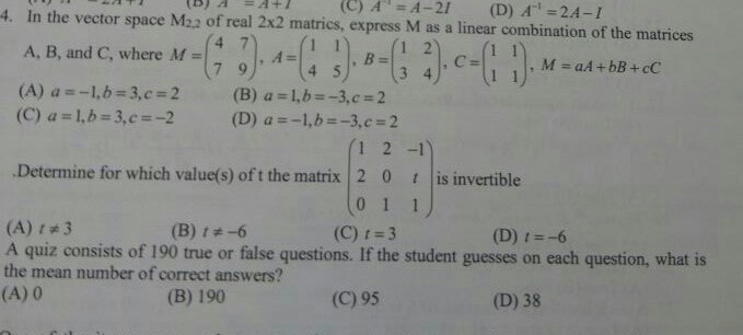 Solved In the vector space M_2.2 of real 2x2 matrices, | Chegg.com