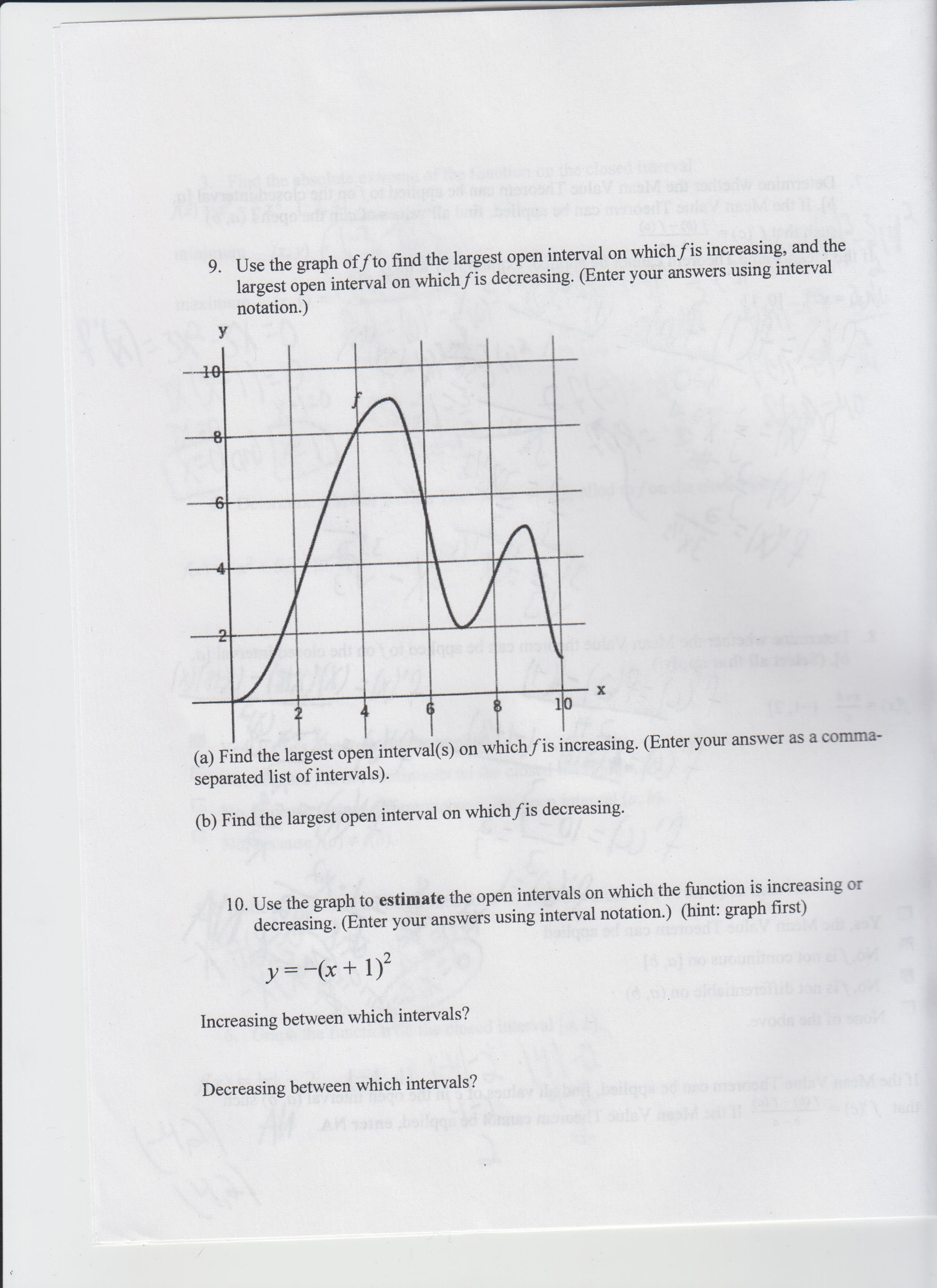 Solved 9. Use the graph of f to find the largest open | Chegg.com