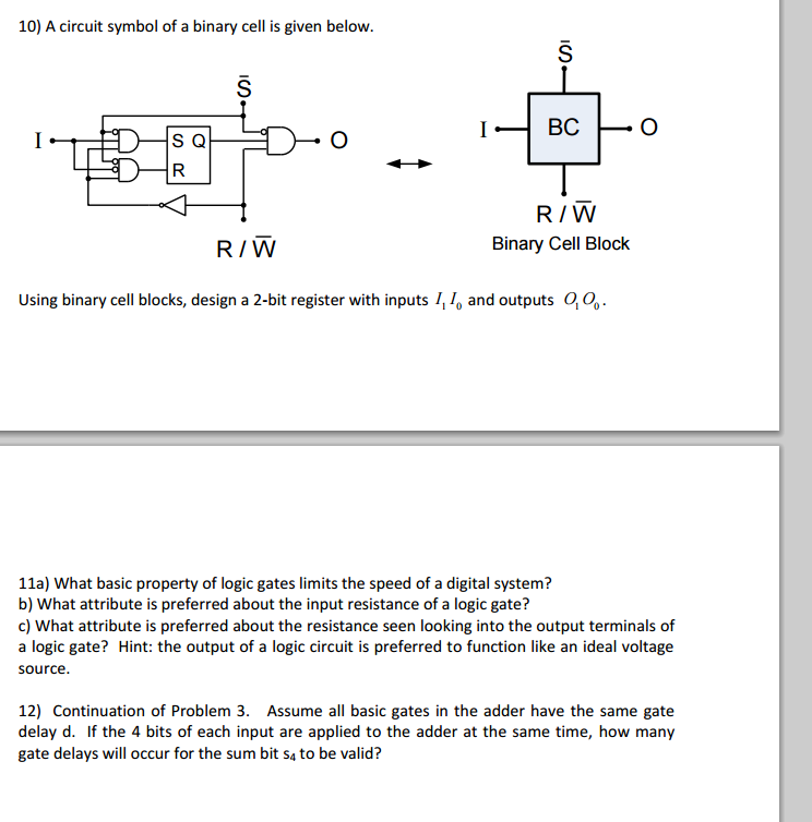 Solved 10) A circuit symbol of a binary cell is given | Chegg.com