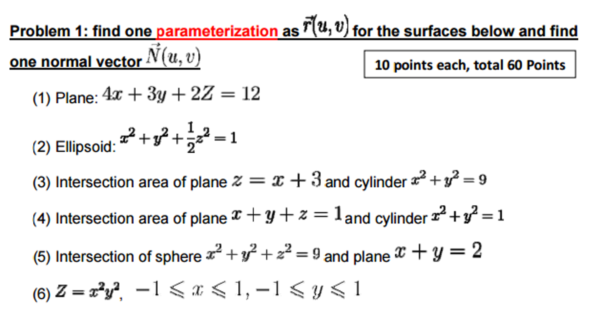 Solved Find one parameterization as r(u, v) for the surfaces | Chegg.com