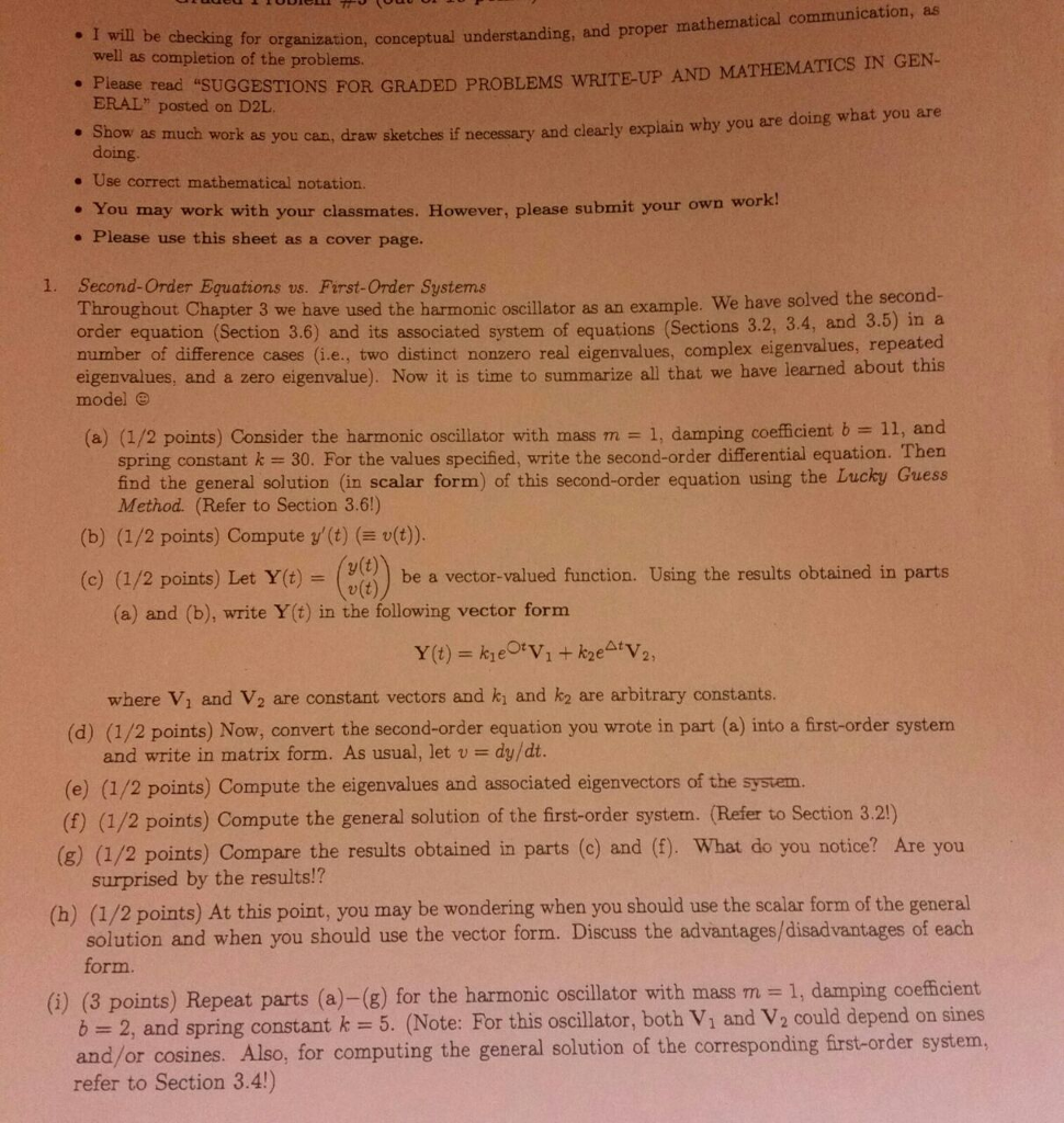 Solved Second-Order Equations vs. First-Order Systems | Chegg.com