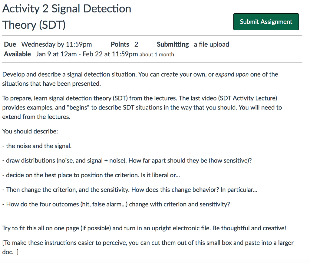 Signal Detection Theory Example
