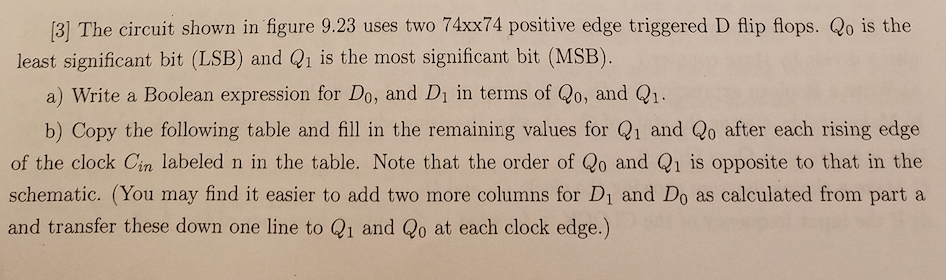 Solved [3 The circuit shown in figure 9,23 uses two 74xx74 | Chegg.com