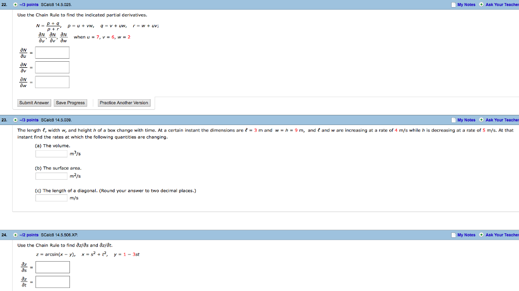 Solved 22 -3 points SCalc3 14.5.025. My Notes Ask Your | Chegg.com