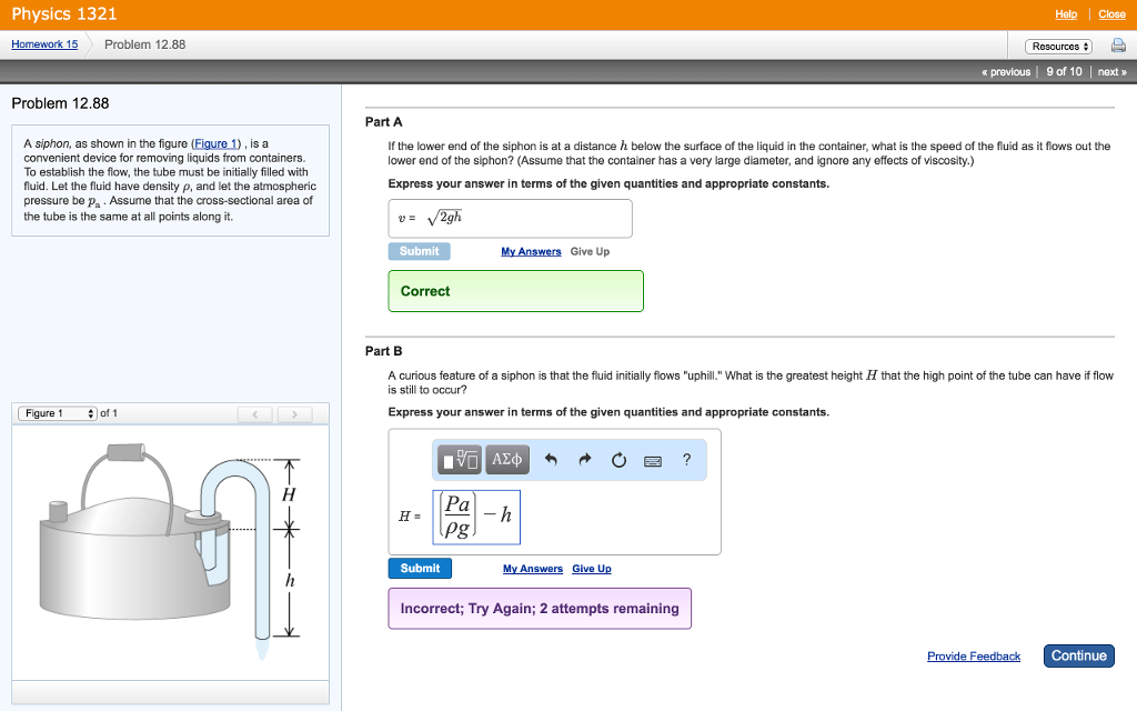 Solved A siphon, as shown in the figure is a convenient | Chegg.com
