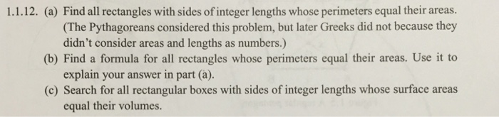 Solved Find all rectangles with sides of integer lengths | Chegg.com