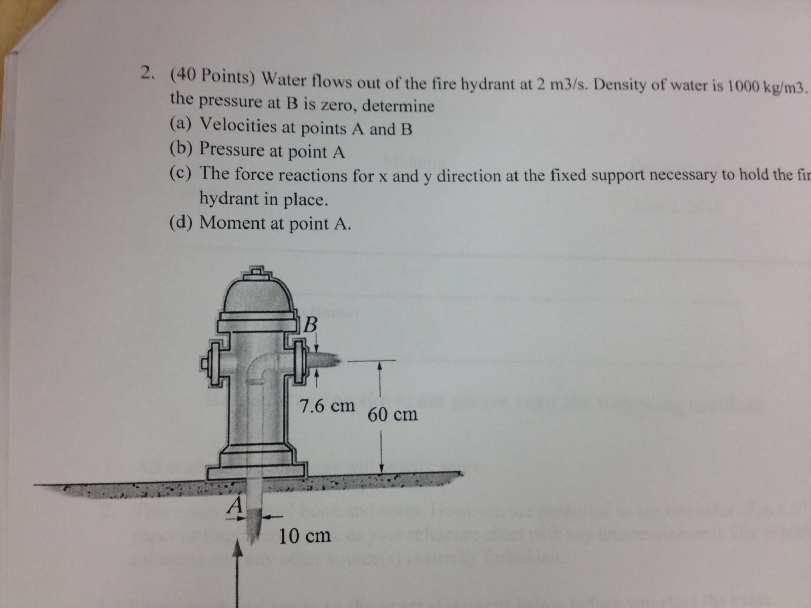 Solved Water flows out of the fire hydrant at 2 m3/s. | Chegg.com
