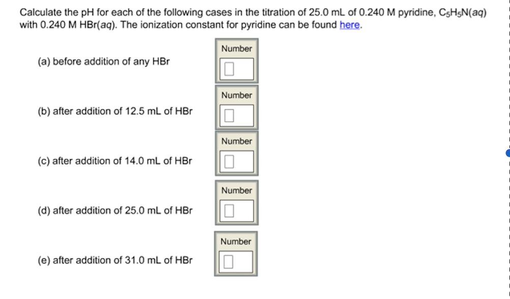 Solved Pyridine C5H5N 1.7×10–9 | Chegg.com