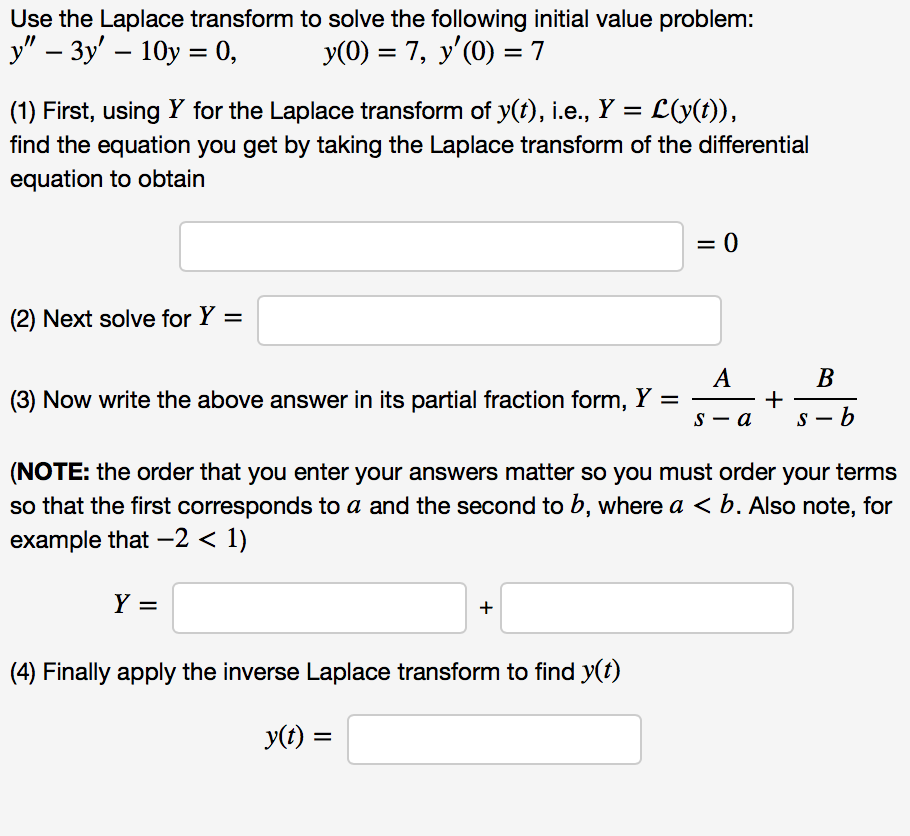 Solved Use the Laplace transform to solve the following | Chegg.com