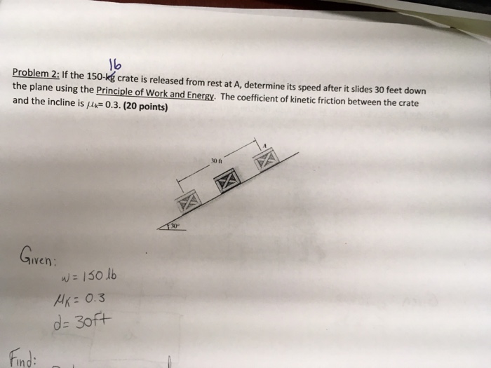 Solved If the 150-lb crate is released from rest at A, | Chegg.com