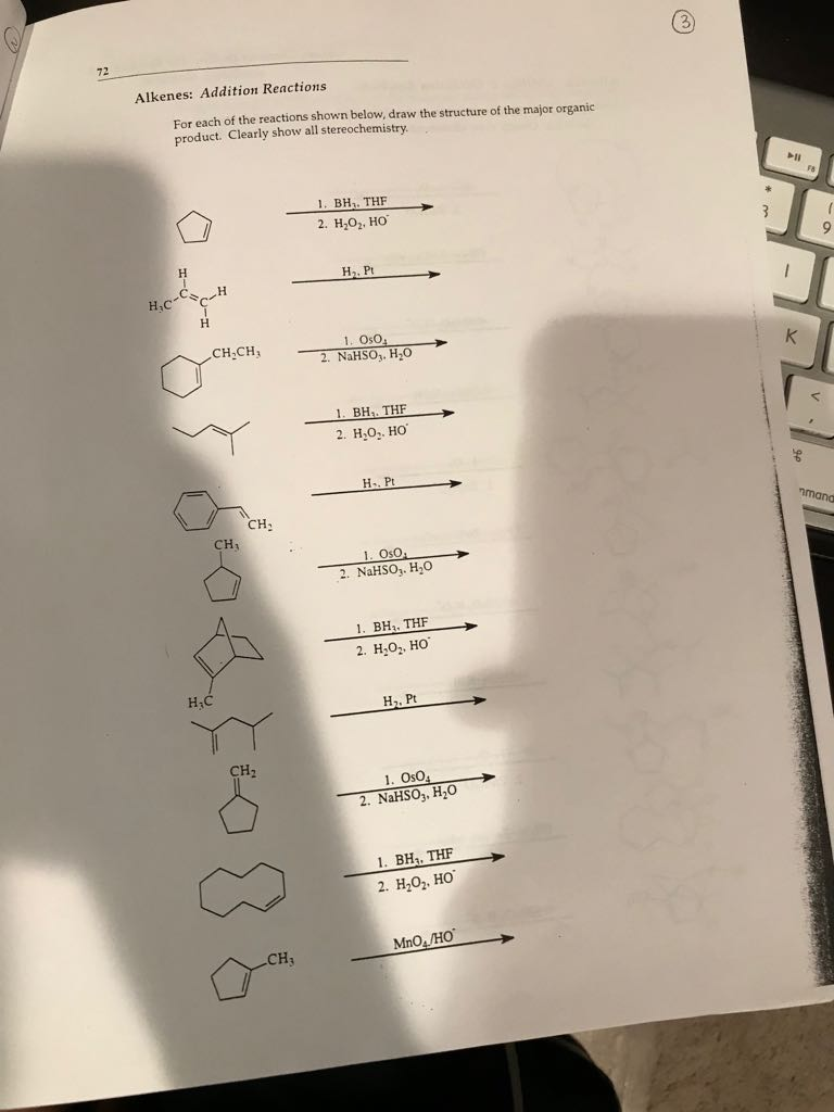 Solved 3 72 Alkenes: Addition Reactions For each of the | Chegg.com