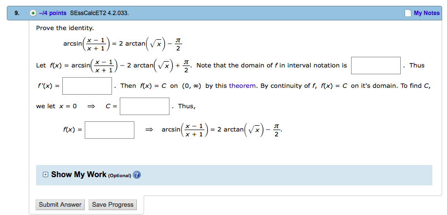 Solved Prove the identity. arcsin (x - 1/x + 1) = 2 arctan | Chegg.com Solved Prove the identity. arcsin (x - 1/x + 1) = 2 arctan | Chegg.com