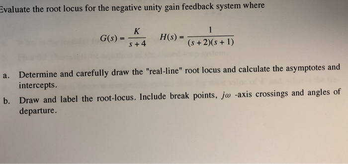 Solved valuate the root locus for the negative unity gain | Chegg.com