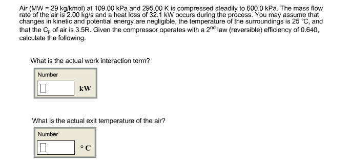 Air (MW = 29 kg/kmol) al 109.00 kPa and 295.00 K is | Chegg.com