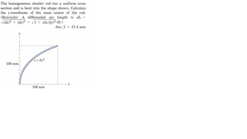 Solved The homogeneous slender rod has n uniform cross | Chegg.com