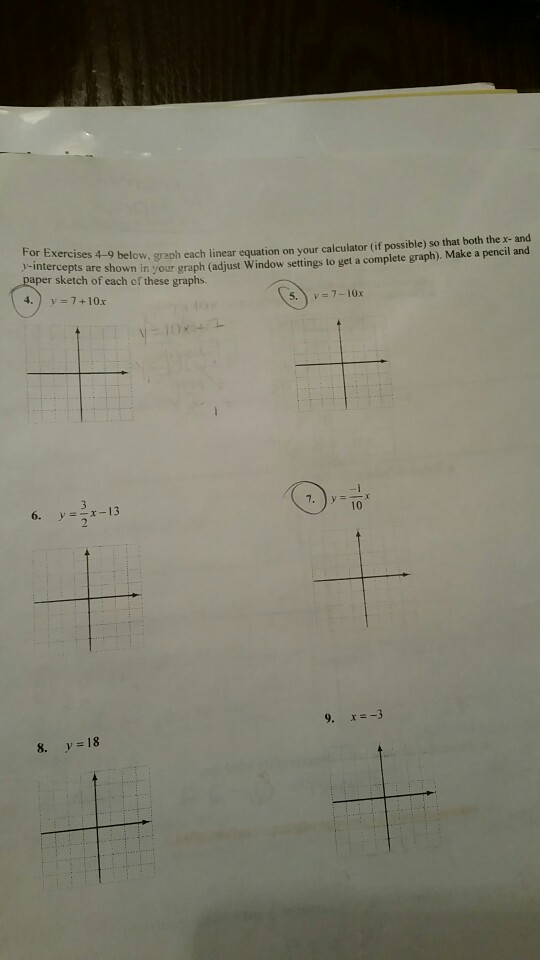 Solved For Exercise 4-9 below, graph each linear equation on | Chegg.com