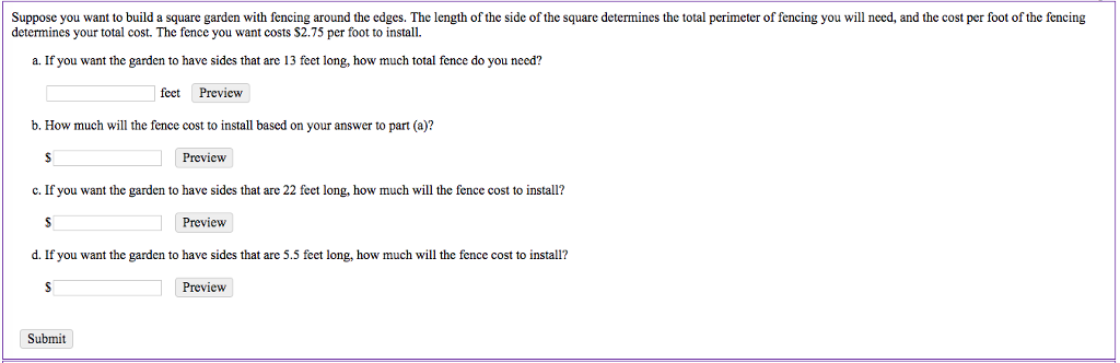 Solved Suppose you want to build a square garden with | Chegg.com