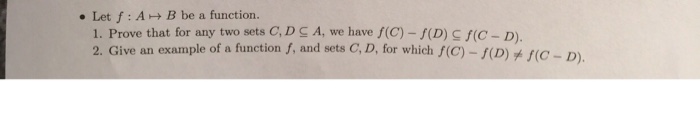 Solved Let f: A rightarrow B be a function. Prove that for | Chegg.com