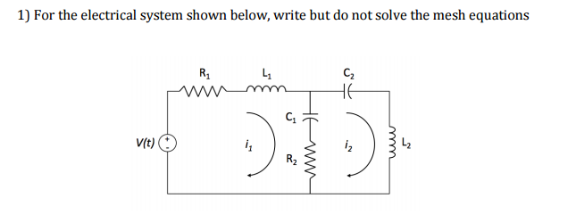 Solved Write but do not solve the mesh equations for the | Chegg.com