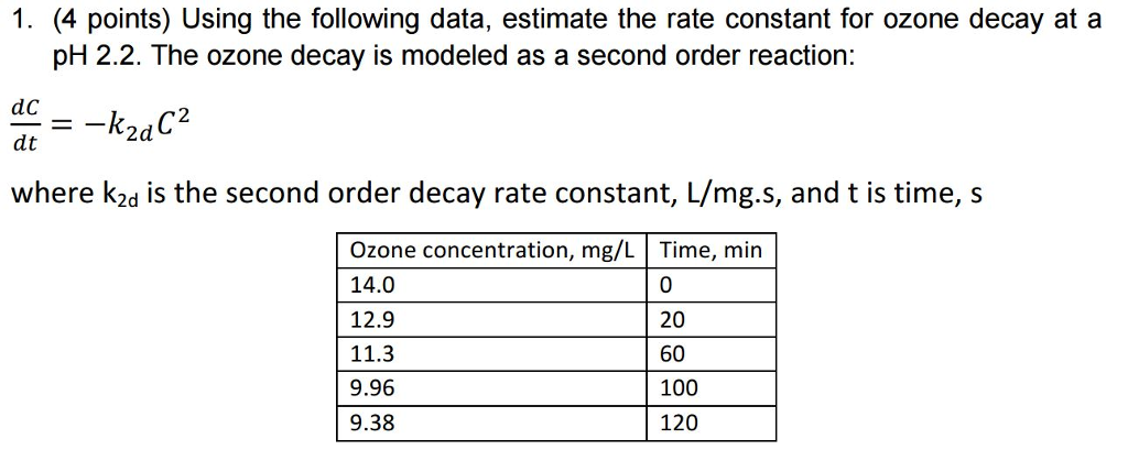 Solved Using the following data, estimate the rate constant | Chegg.com
