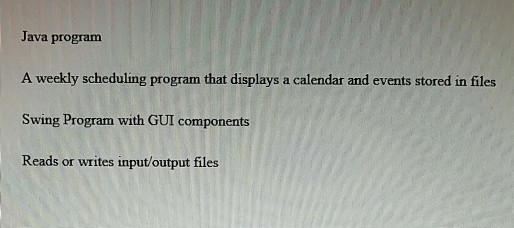 Java program A weekly scheduling program that | Chegg.com