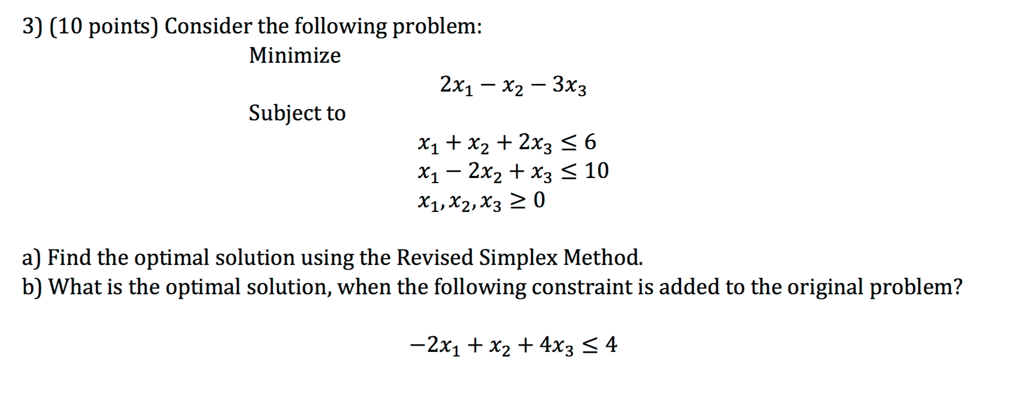 3) Consider the following problem: Minimize 2x1 - x2 | Chegg.com