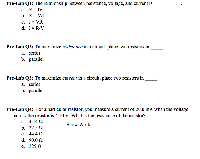 Solved Pre-Lab Q1: The relationship between resistance, | Chegg.com