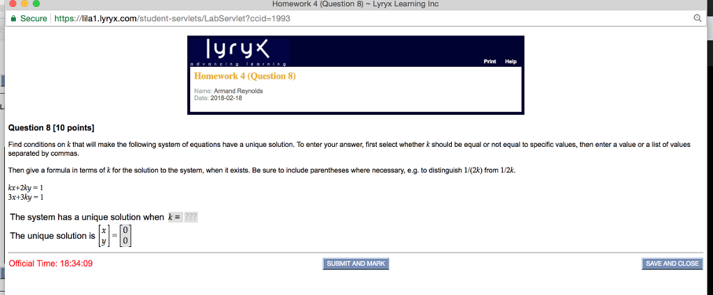 Solved Homework 4 (Question 8) ~ Lyryx Learning Inc 을 Secure | Chegg.com