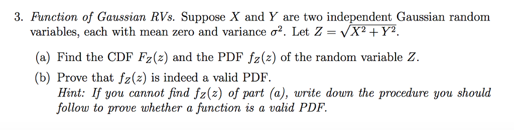 Solved Function Of Gaussian Rvs Suppose X And Y Are Two 9559