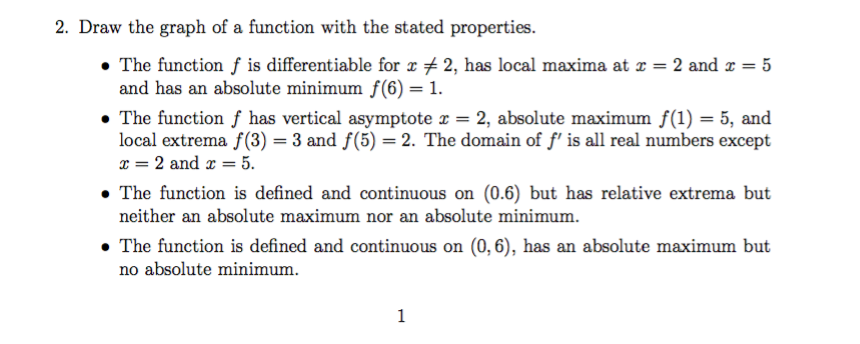 Solved Draw the graph of a function with the stated | Chegg.com