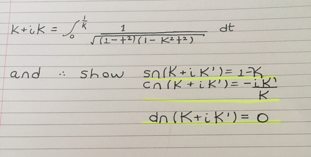 JACOBI ELLIPTIC FUNCTIONS K= ELLIPTIC MODULUS AND | Chegg.com