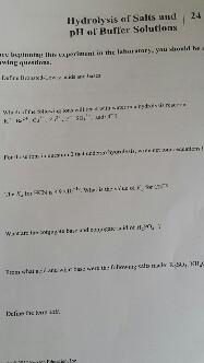 Hydrolysis arsales and 24 pH l Buffer solutions | Chegg.com