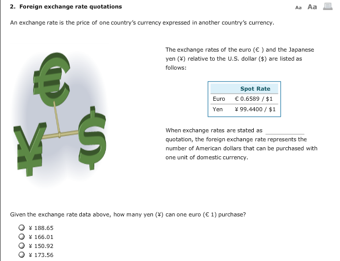 Solved Aa Aa El 2. Foreign exchange rate quotations An | Chegg.com