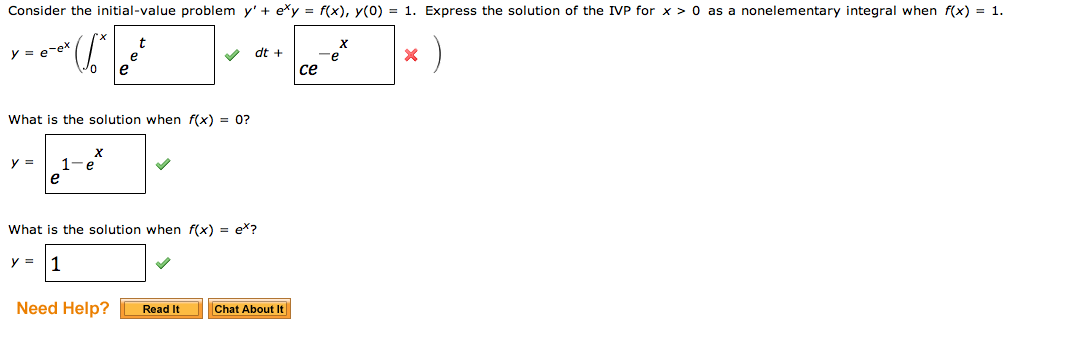 Solved Consider the initial-value problem y' + exy = f(x), | Chegg.com