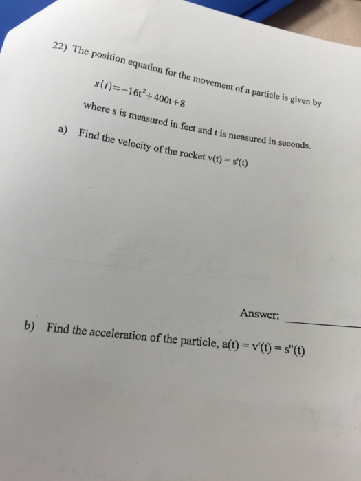 Solved The position equation for the movement of a particle | Chegg.com