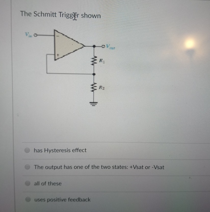 Solved The Schmitt Trigger shown Ra has Hysteresis effect | Chegg.com