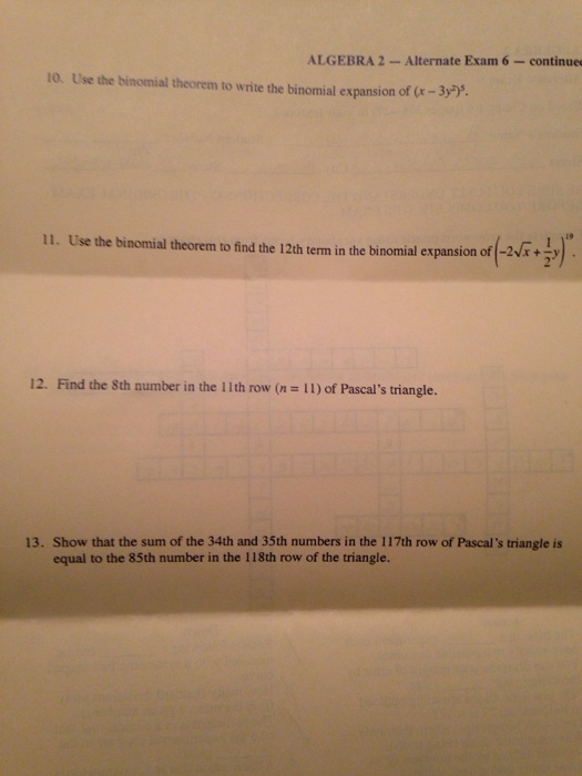 Solved use the binomial theorem to write the binomial | Chegg.com