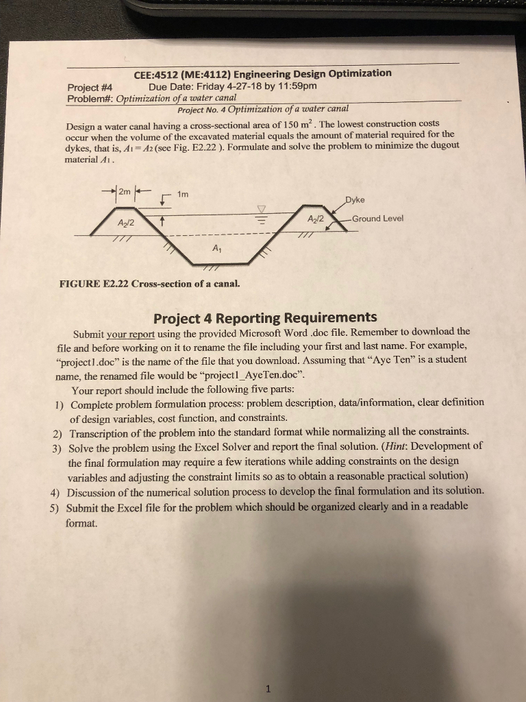 CEE:4512 (ME:4112) Engineering Design Optimization | Chegg.com