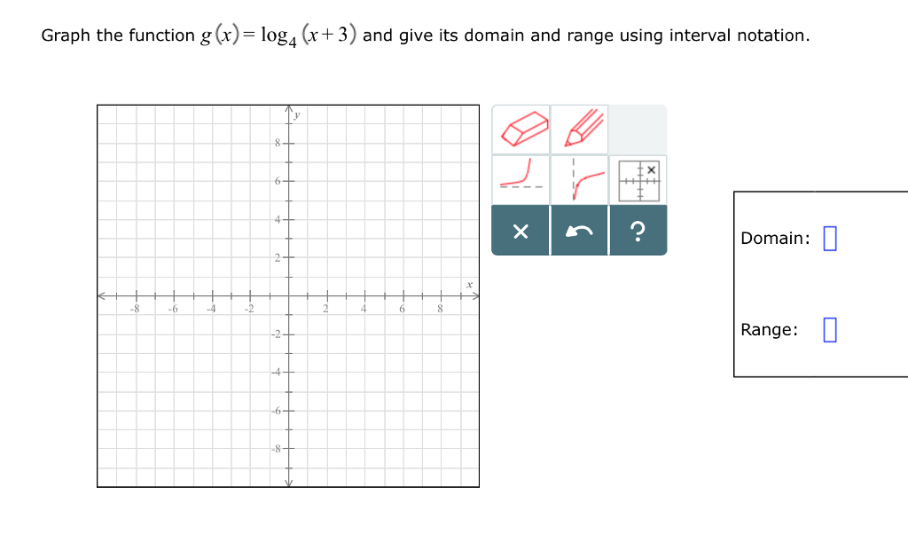 Solved Graph the function g (x)= log_4 (x+3) and give its | Chegg.com