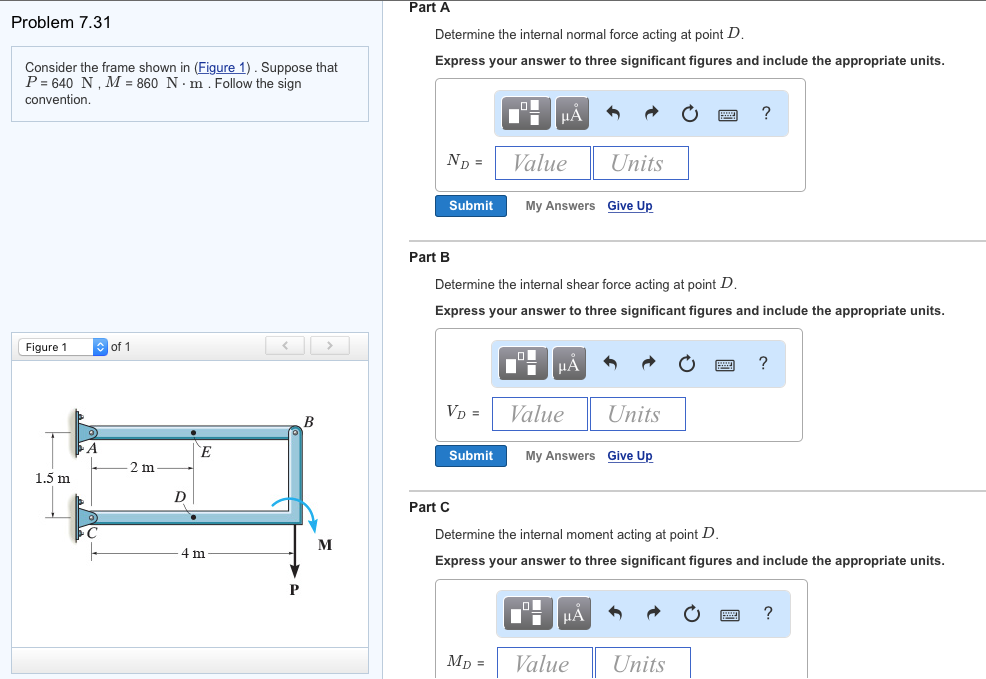 Solved Part A Problem 7 31 Determine The Internal Normal