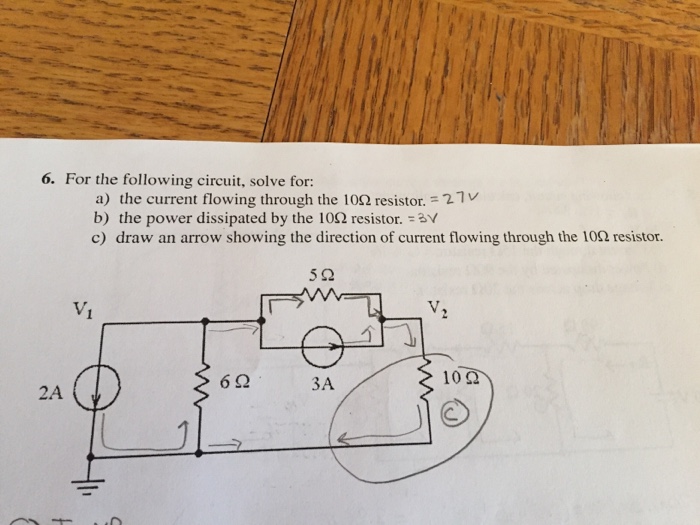 Solved For the following circuit, solve for: the current | Chegg.com