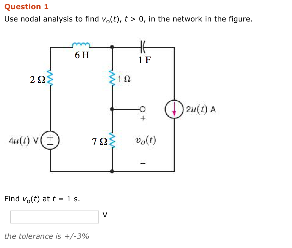 Solved Use nodal analysis to find v_o (t), t > 0, in the | Chegg.com