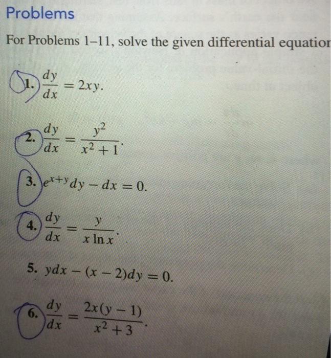 Solved For Problems 1-11, solve the given differential | Chegg.com