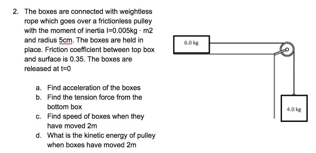 Solved 2. The boxes are connected with weightless rope which | Chegg.com