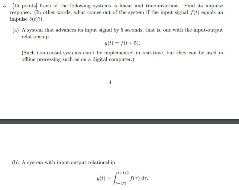 Solved 5. 15 points] Each of the following systems is linear | Chegg.com