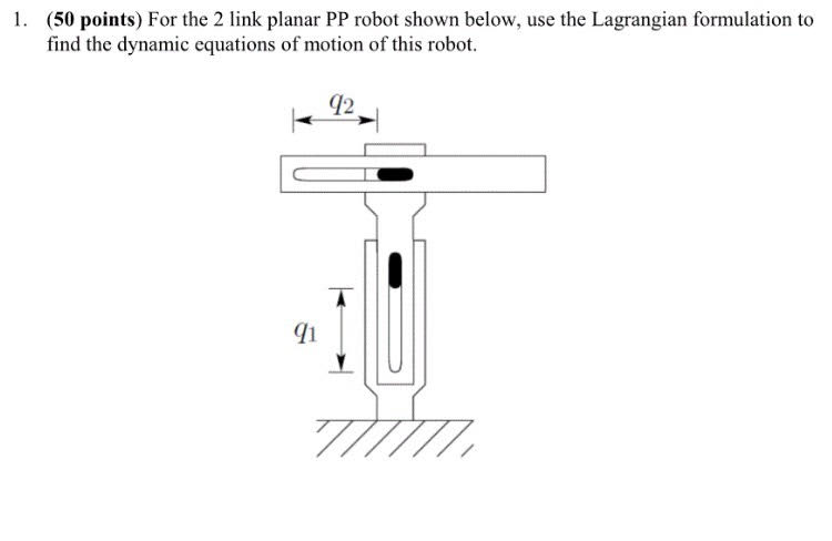 Solved For the 2 link planar PP robot shown below, use the | Chegg.com