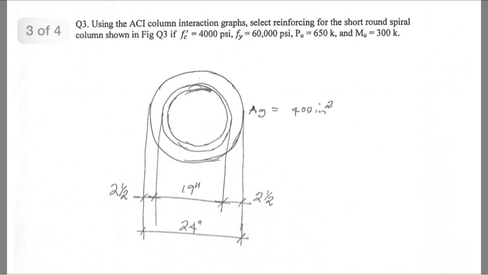 Solved Q3. Using the ACI column interaction graphs, select | Chegg.com